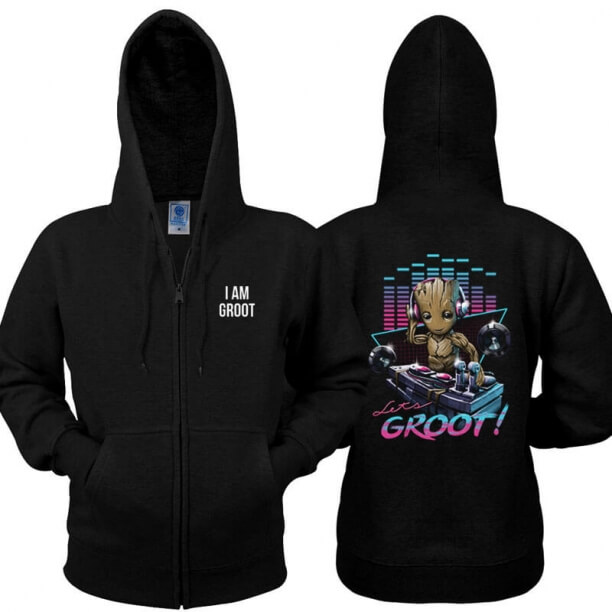 Cool I Am Groot Sweatshirt Black Guardians Of The Galaxy 2 Zipper