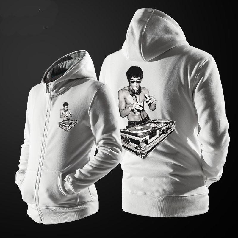 DJ Bruce Lee Hoodie For Young Black Zipper Sweat Shirt | WISHINY DJ Bruce Lee Hoodie For Young Black Zipper Sweat Shirt | WISHINY