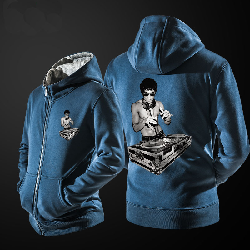 DJ Bruce Lee Hoodie For Young Black Zipper Sweat Shirt | WISHINY DJ Bruce Lee Hoodie For Young Black Zipper Sweat Shirt | WISHINY